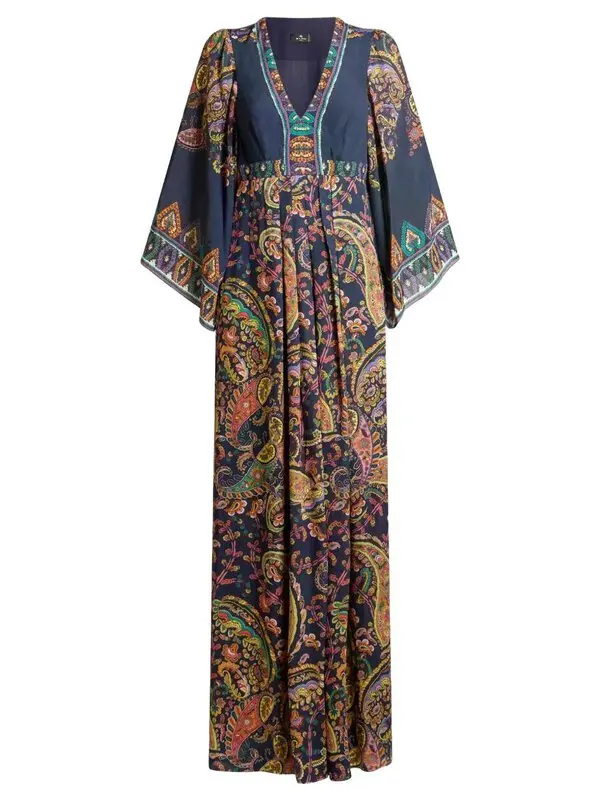 Etro Paisley-print Maxi Dress - Blue