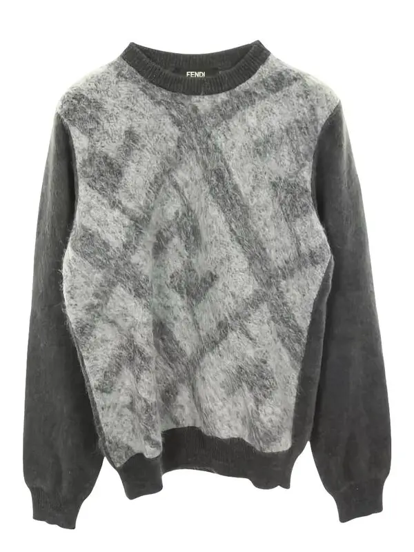 Fendi Ff Pattern-knit Sweater - Grey
