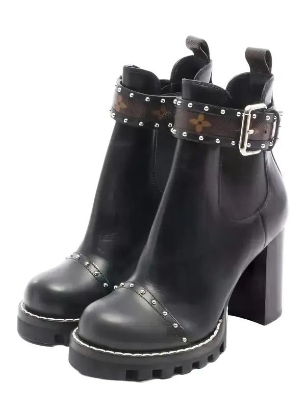 LOUIS VUITTON 10s Trail Line Studded Boots - Black
