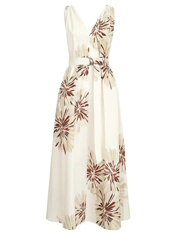 Brunello Cucinelli Printed Poplin Dress - Beige