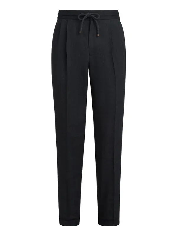 Brunello Cucinelli Trousers With Drawstring And Pleats - Anthracite