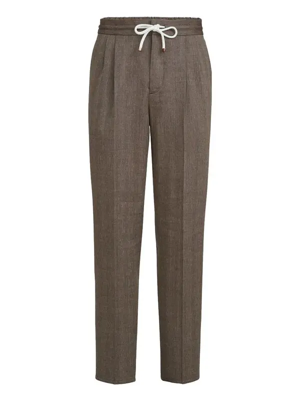 Brunello Cucinelli Trousers With Drawstring And Pleats - Hazelnut
