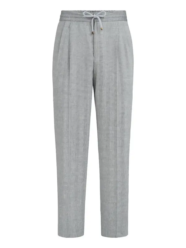 Brunello Cucinelli Trousers With Drawstring And Double Pleats - Medium Grey