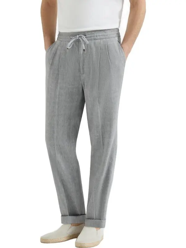 Brunello Cucinelli Trousers With Drawstring And Pleats - Medium Grey