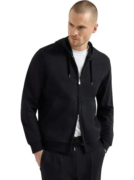 Brunello Cucinelli Hooded Zip-up Sweatshirt - Black