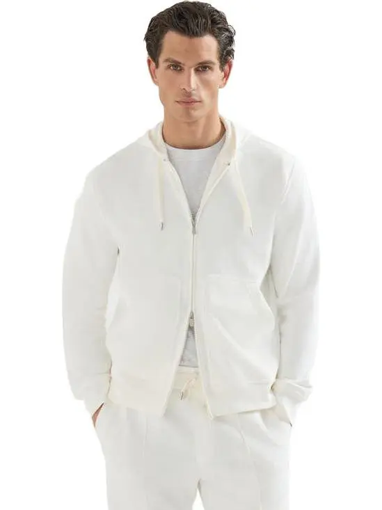 Brunello Cucinelli Hooded Zip-up Sweatshirt - Off-white