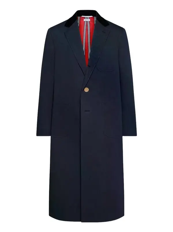 Thom Browne Tailored Velvet-collar Coat - Blue