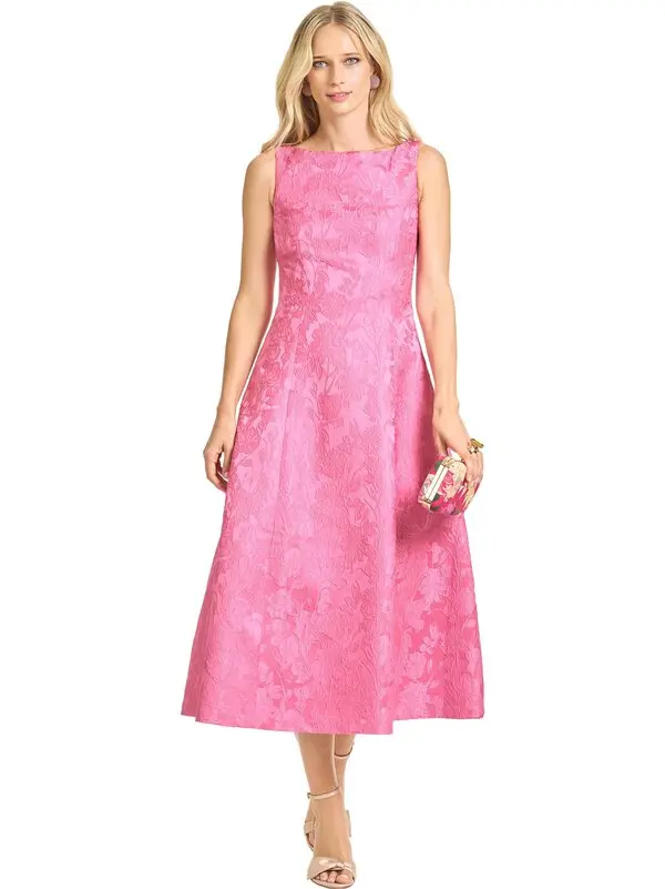 Sachin & Babi Alice Floral Cloqué Midi Dress - Rose Pink