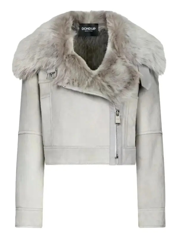 DONDUP Leather Cropped Jacket - Grey