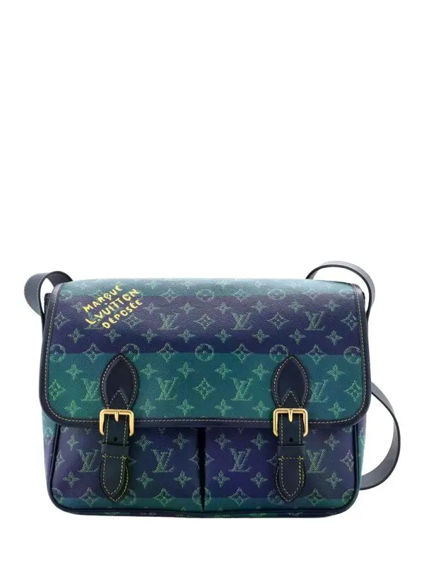 LOUIS VUITTON Messenger Limited Edition Monogram Heritage Canvas Satchel - Blue