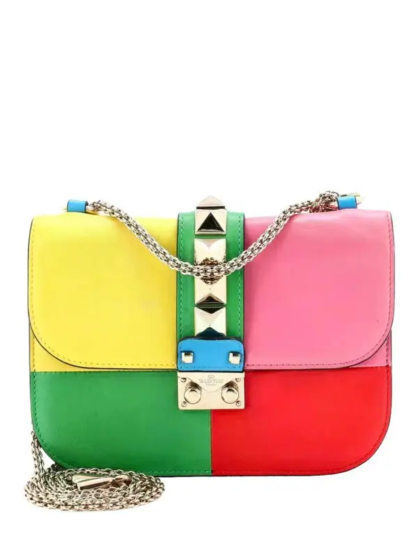 Valentino Garavani 1973 Glam Lock Striped Leather Mini Crossbody Bag - Multicolour