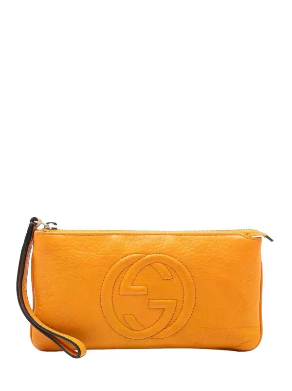Gucci 2000-2015 Pebbled Leather Soho Pouch - Orange