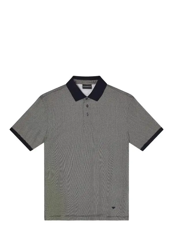 Emporio Armani Patterned Polo Shirt - Black