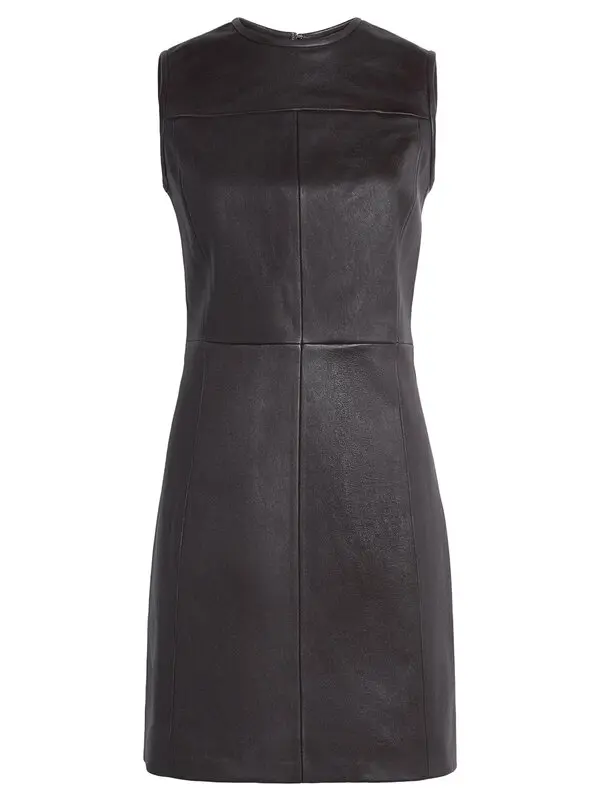 Theory Lambskin Panelled Mini Dress - Brown