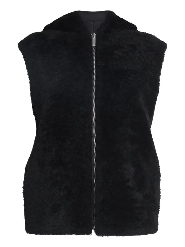 Theory Shearling Hooded Gilet - Black