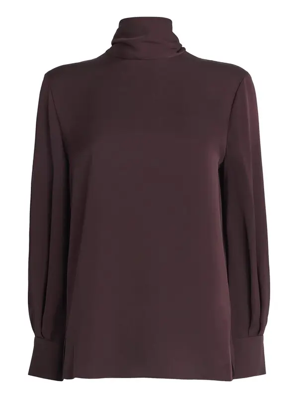 Theory Satin Tie Neck Blouse - Brown