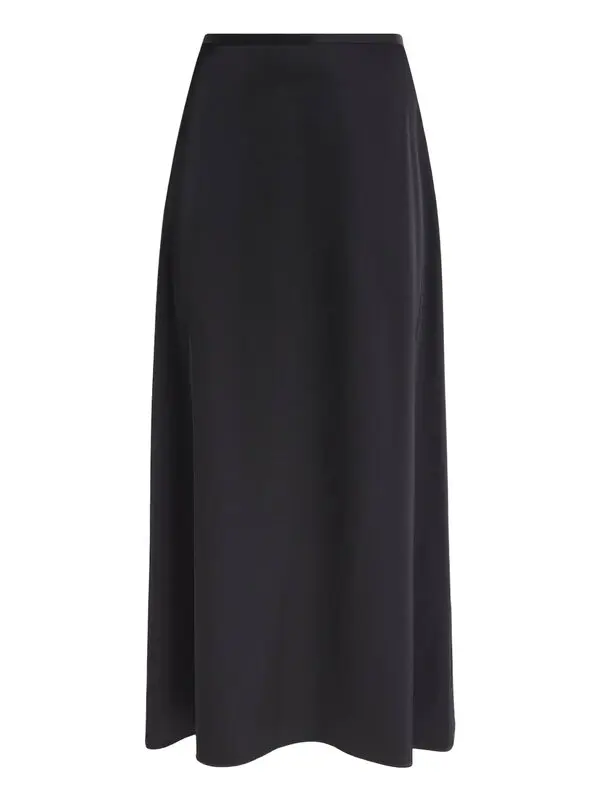 Theory Satin Midi Skirt - Black
