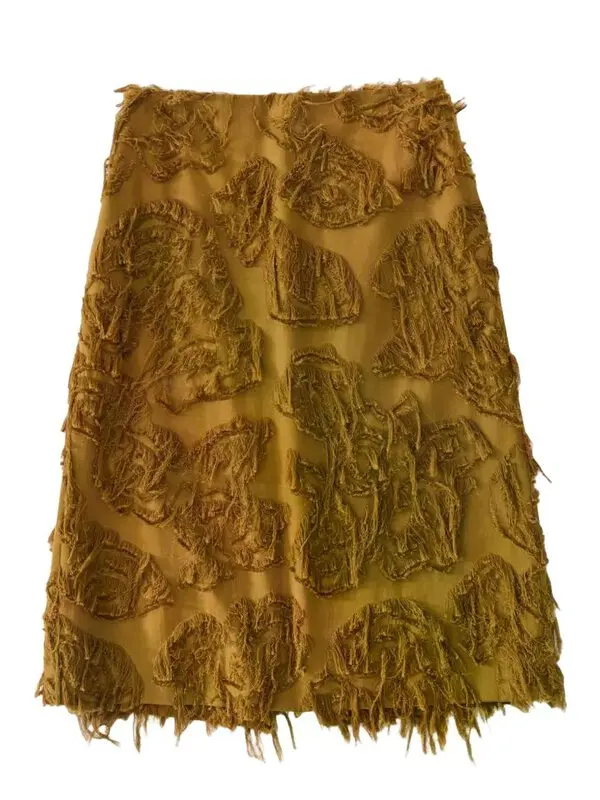 Studio Nicholson Roeper Fringe Jacquard A-line Skirt - Brown