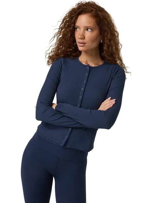 Vuori Long Sleeve Pose Twin Cardigan - Blue Coast