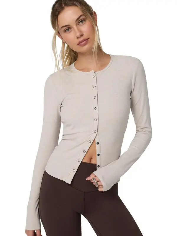 Vuori Long Sleeve Pose Twin Cardigan - Ecru Heather