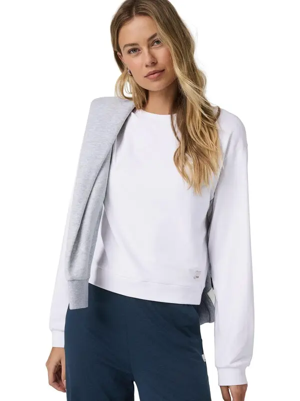Vuori Halo Modern Relaxed Fit Crewneck Top - White