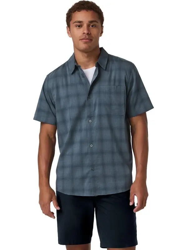 Vuori Short Seeve Paid Button Down Shirt - Abyss