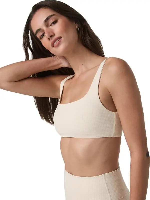 Vuori Micro Houndstooth Bra - Natural Micro Houndstooth