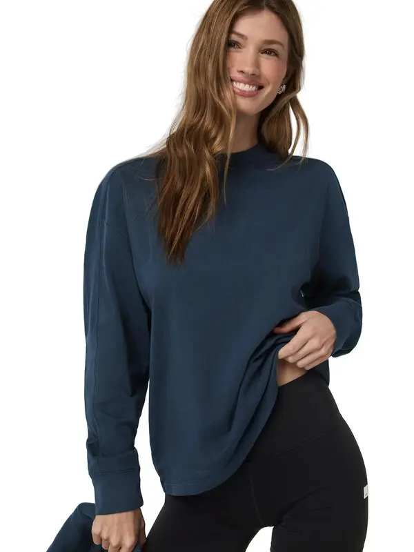 Vuori Long Sleeve Heavyweight Cotton Tee - Ocean Blue