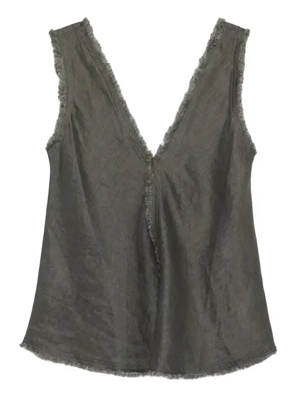 P.a.r.o.s.h Frayed V-neck Blouse - Grey