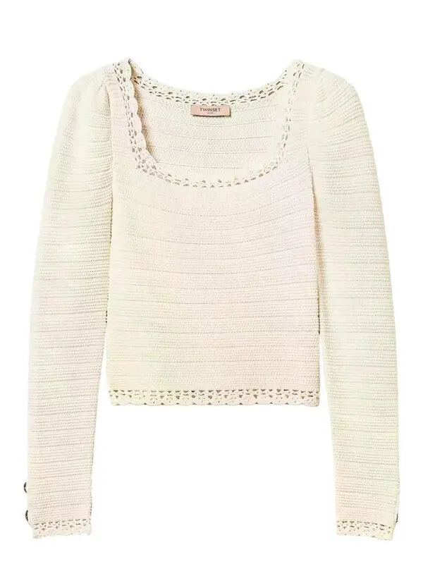 TWINSET Crochet Knit Sweater - Neutrals