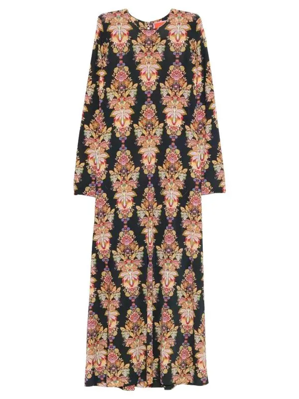 La DoubleJ Floral Print Long-sleeve Dress - Black