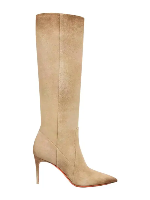 Santoni Pointed-toe Suede Boots - Neutrals