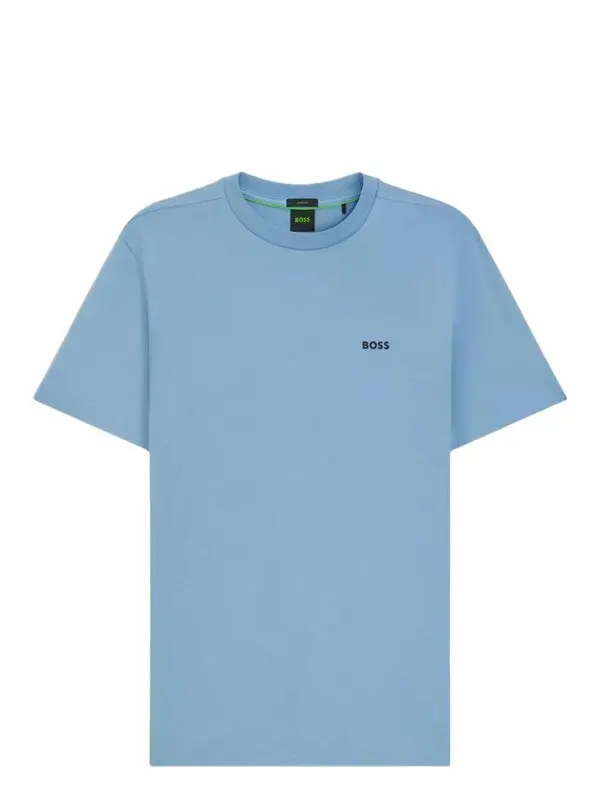 BOSS Stretch-cotton T-shirt With Logo Detail - Blue
