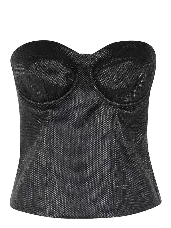 Federica Tosi Strapless Metallic Top - Black
