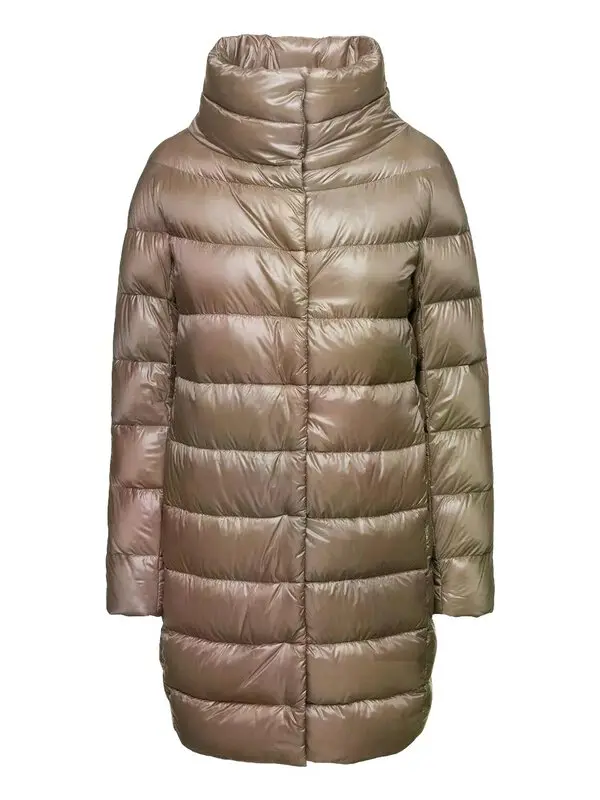 Herno Dora Funnel Neck Padded Down Coat - Neutrals