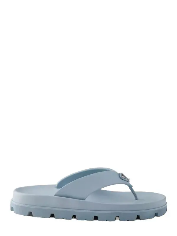 Prada Triangle Logo Thong Sandals - Blue