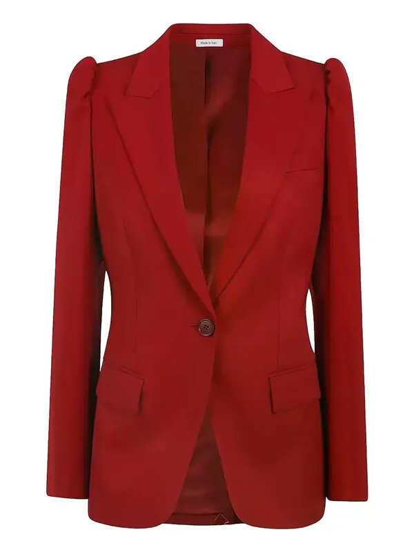 Alexander McQueen Single-breasted Wool Blazer - Red
