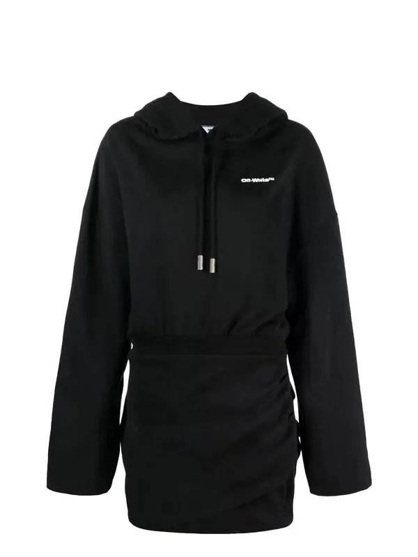 Off-White Logo-embroidered Hoodie Dress - Black