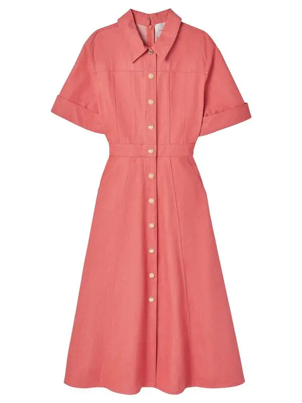 Carolina Herrera Denim Midi Shirt Dress - Orange