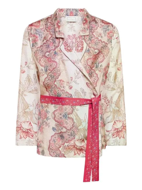 PIERRE-LOUIS MASCIA Floral-patterned Sash Jacket - Neutrals