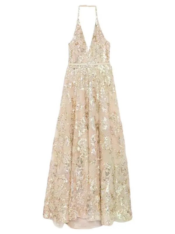 SAIID KOBEISY Embroidered Long Dress - Gold