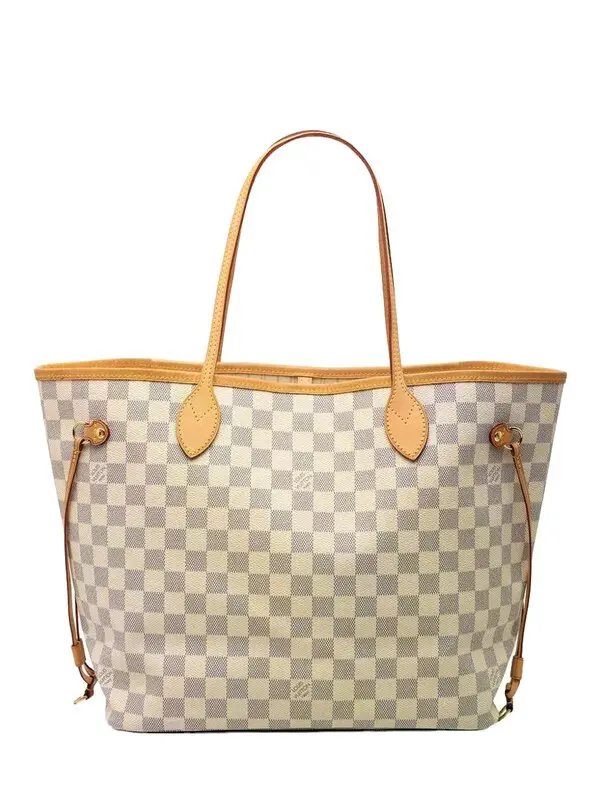 LOUIS VUITTON 2014 Damier Azur Neverfull Mm Tote Bag - White