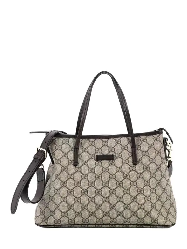 Gucci Convertible Zip Gg Coated Canvas Small Tote Bag - Brown