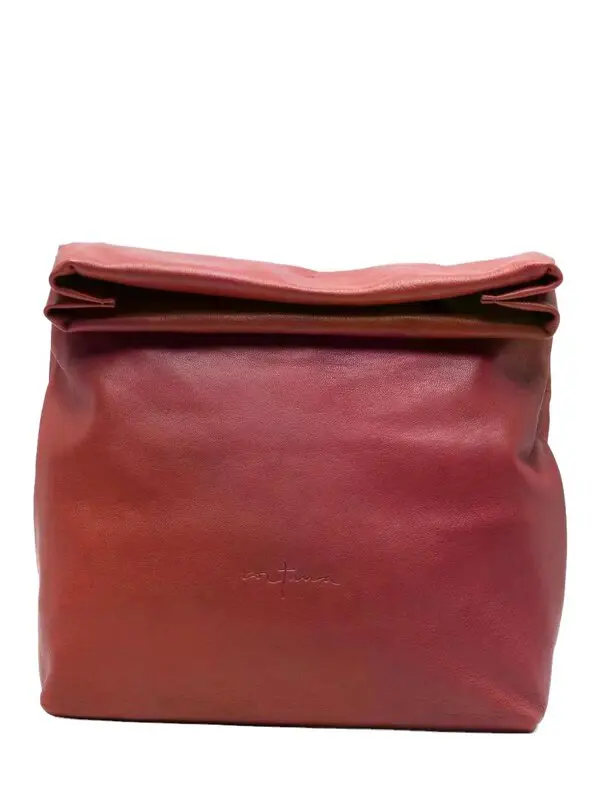 CORTANA Roll-top Leather Clutch - Red