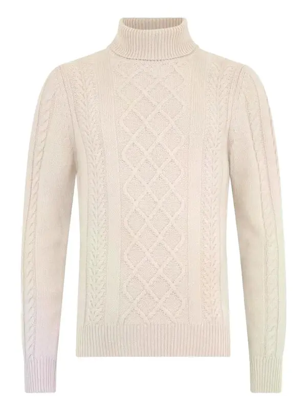 MOORER Cable-knit Turtleneck Sweater - Neutrals