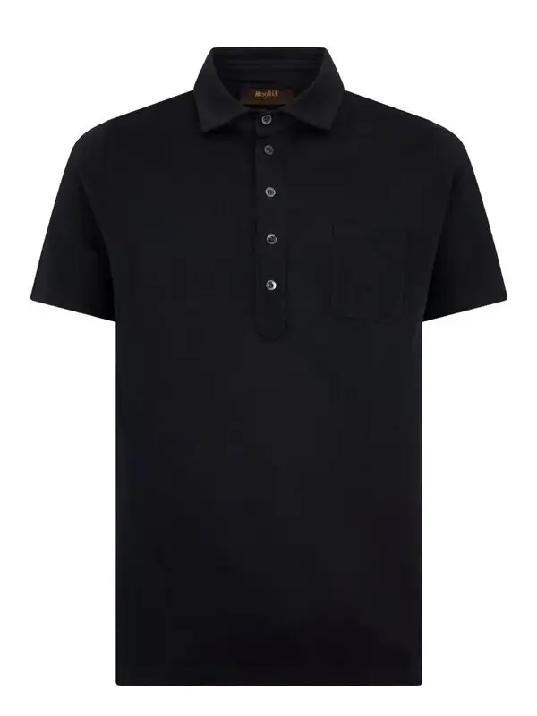 MOORER Button-up Polo Shirt - Blue