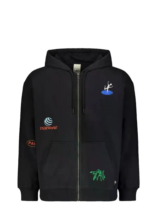 PERKS AND MINI Embroidery Zip Hoodie - Black