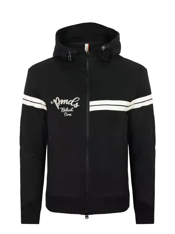 PMDS PREMIUM MOOD DENIM SUPERIOR Striped Zip-up Hoodie - Black