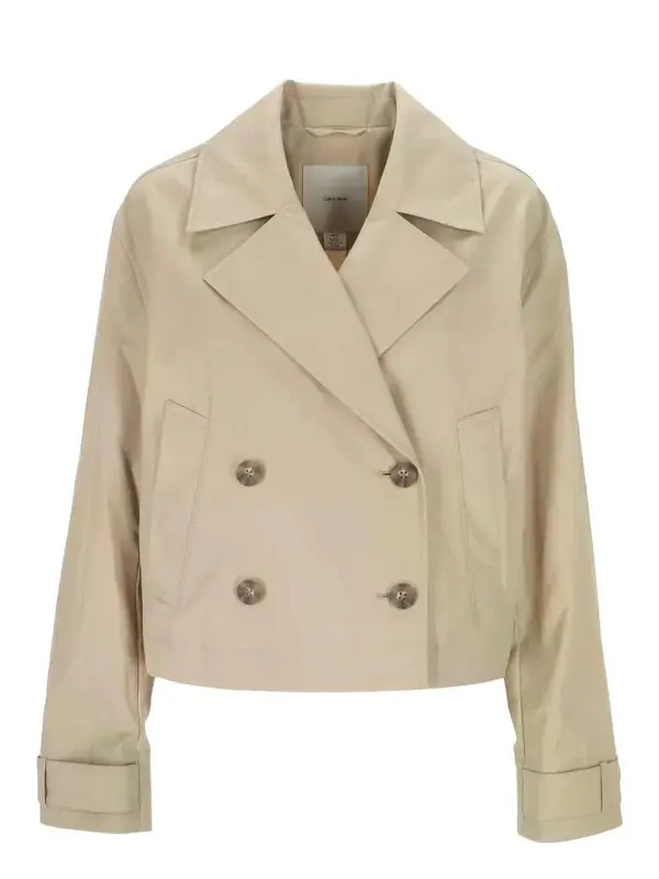 Calvin Klein Cotton Twill Short Trench Jacket - Neutrals