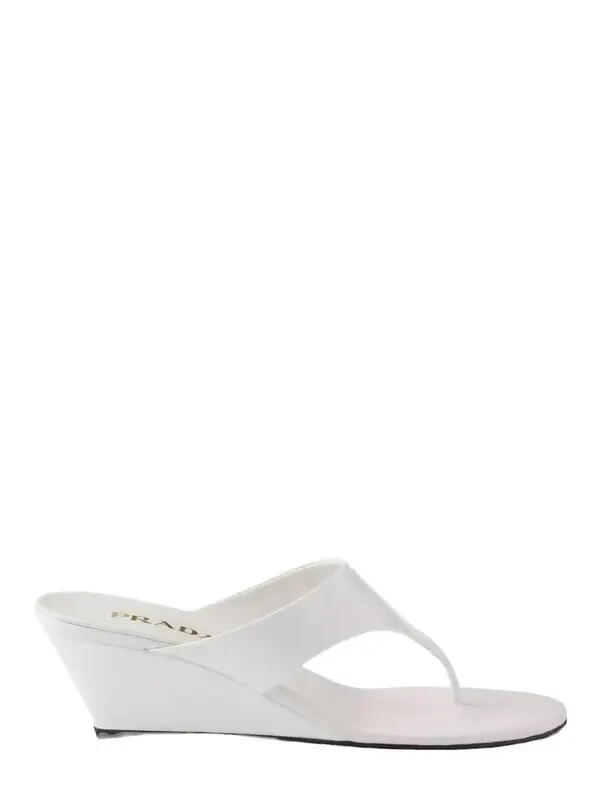 Prada Patent Leather Wedge Sandals - White